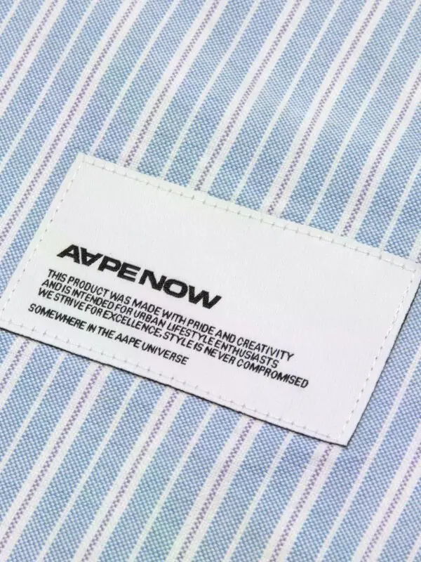 AAPE BY *A BATHING APE Vertical-stripe Logo-patch Shirt - Blue