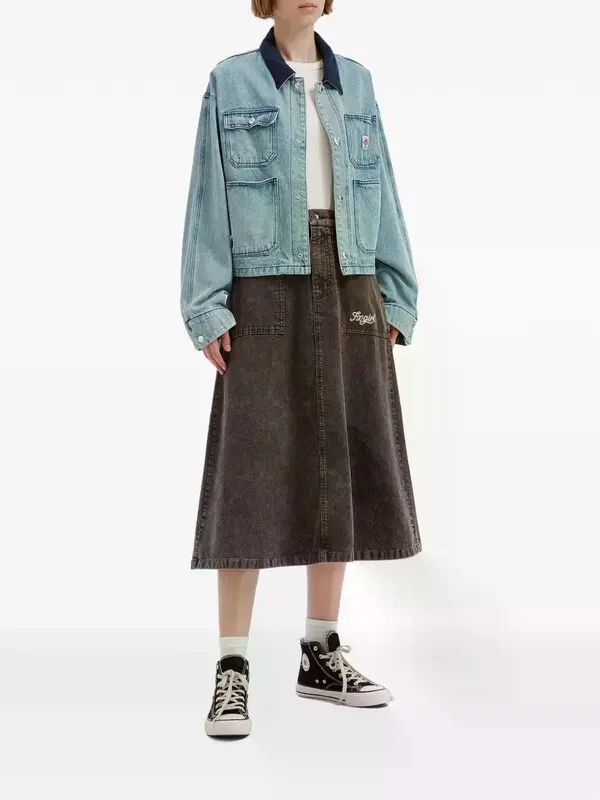 FINGERCROXX Corduroy-collar Denim Jacket