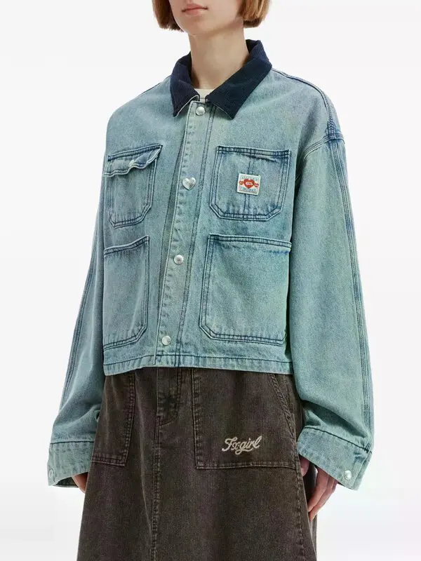 FINGERCROXX Corduroy-collar Denim Jacket