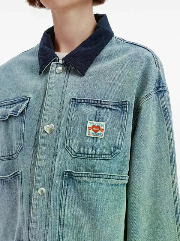 FINGERCROXX Corduroy-collar Denim Jacket