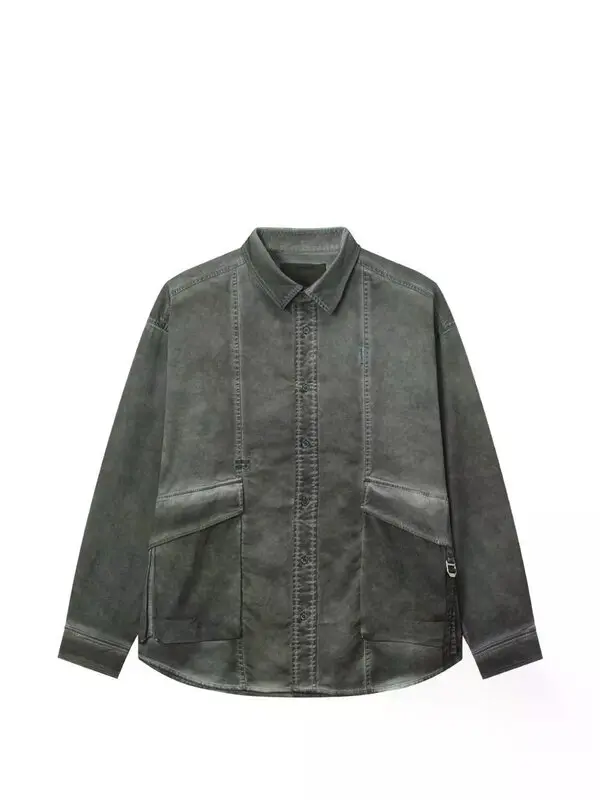 MUSIUM DIV. Washed-effect Panelled Shirt Jacket - Grey