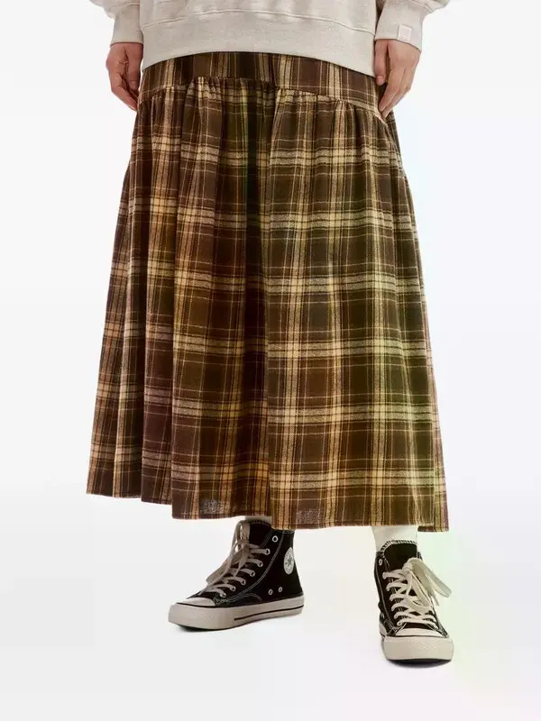 FINGERCROXX Plaid Tiered Midi Skirt