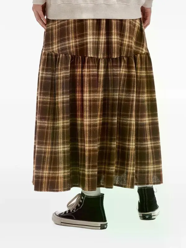 FINGERCROXX Plaid Tiered Midi Skirt