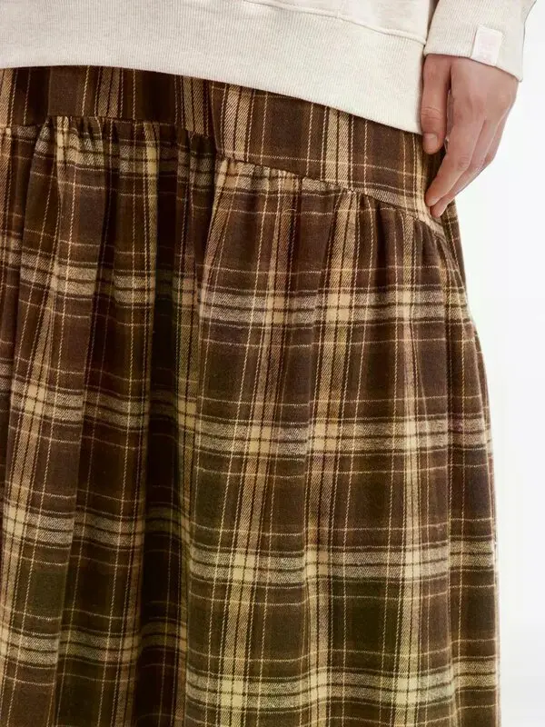 FINGERCROXX Plaid Tiered Midi Skirt