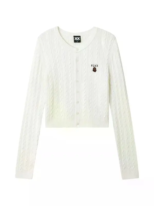 FINGERCROXX Cable-knit Embroidered Cardigan