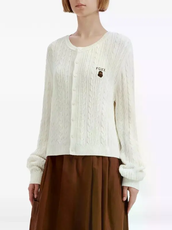 FINGERCROXX Cable-knit Embroidered Cardigan