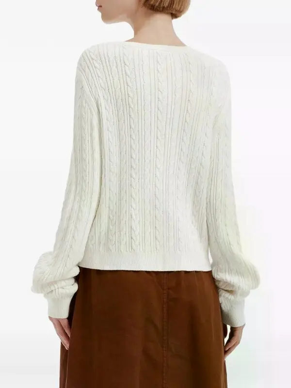 FINGERCROXX Cable-knit Embroidered Cardigan