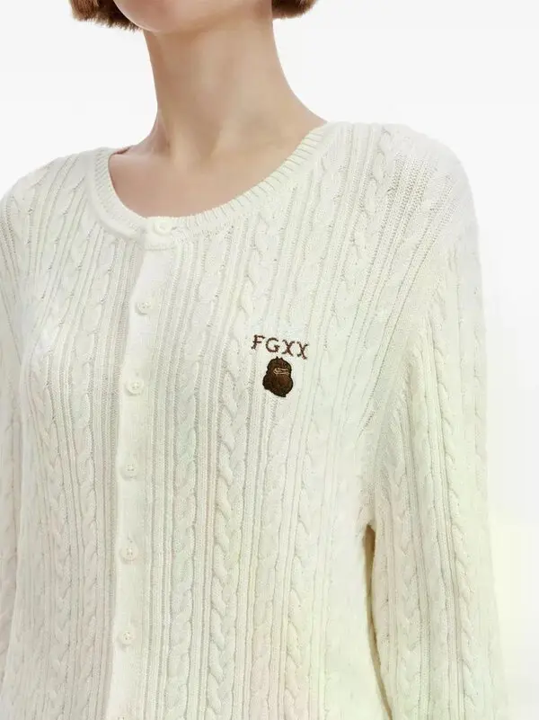 FINGERCROXX Cable-knit Embroidered Cardigan