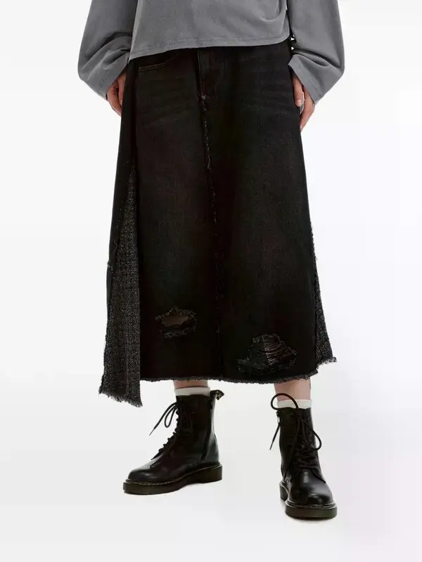 MUSIUM DIV. Distressed Panelled Midi Skirt