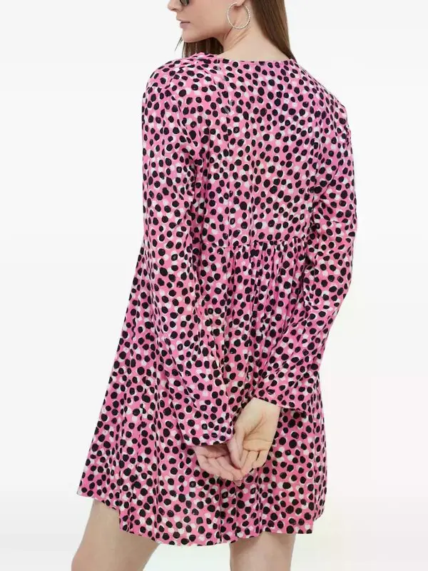 BENETTON V-neck Mini Dress With Polka Dots