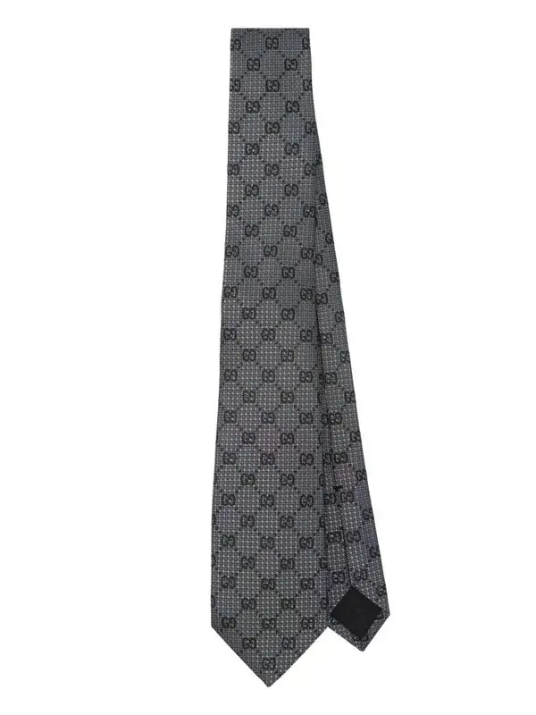 Gucci Gg-pattern Silk Tie - Grey