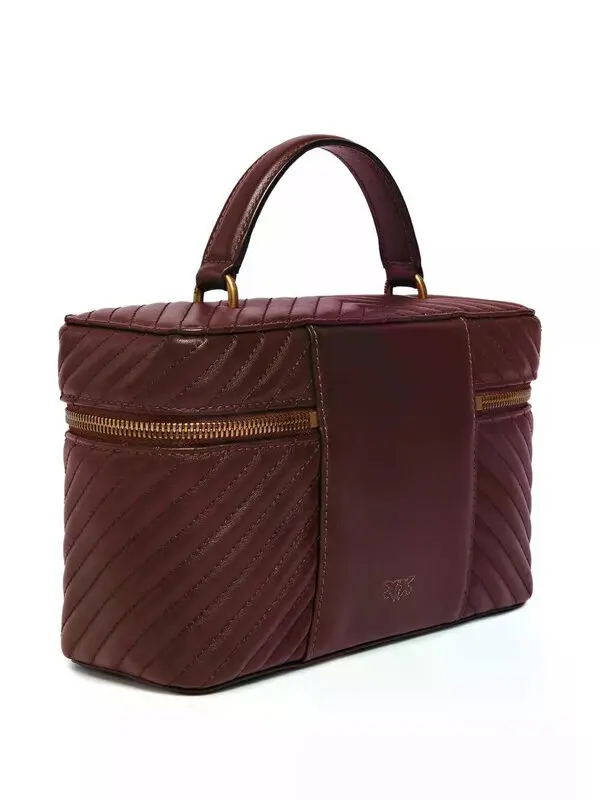 Pinko Medium Beauty Case With Shoulder Strap In Chevron Nappa - Red