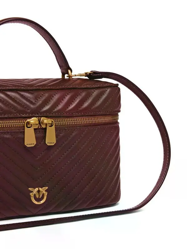 Pinko Medium Beauty Case With Shoulder Strap In Chevron Nappa