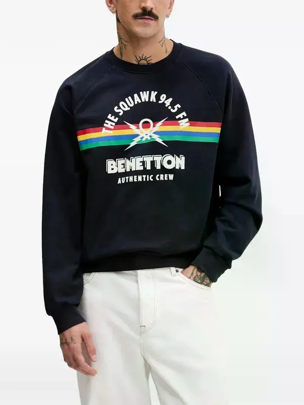 BENETTON X Stranger Things" Rainbow Stripe Crew Neck Sweatshirt
