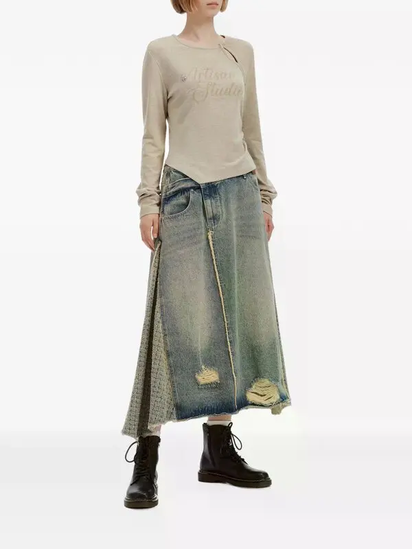 MUSIUM DIV. Cut-out Ruched Long-sleeve T-shirt