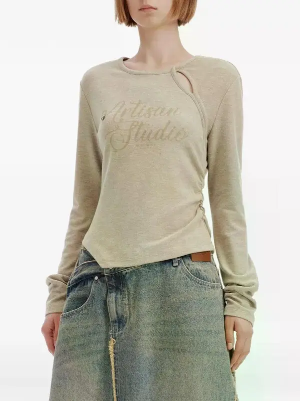 MUSIUM DIV. Cut-out Ruched Long-sleeve T-shirt