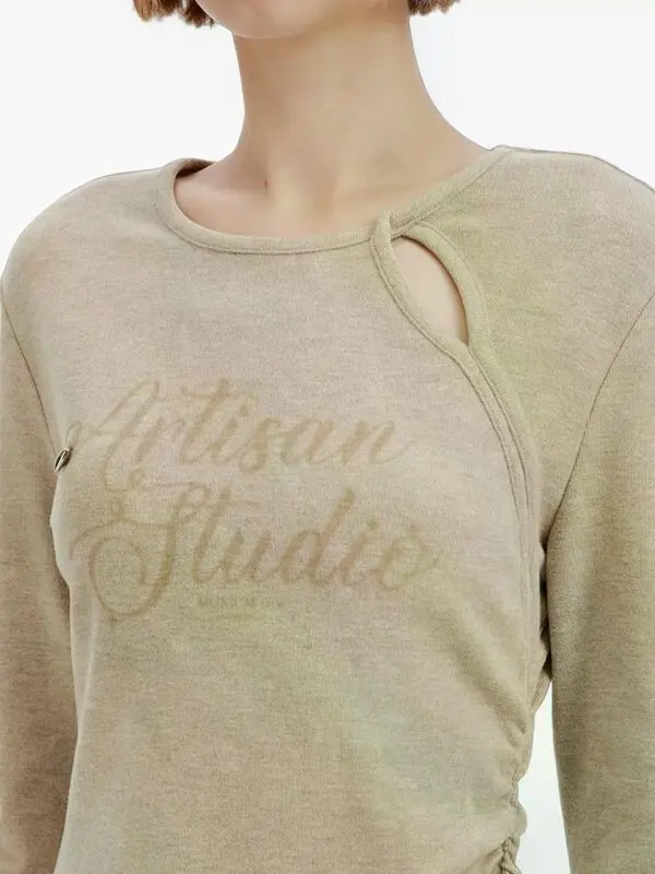 MUSIUM DIV. Cut-out Ruched Long-sleeve T-shirt