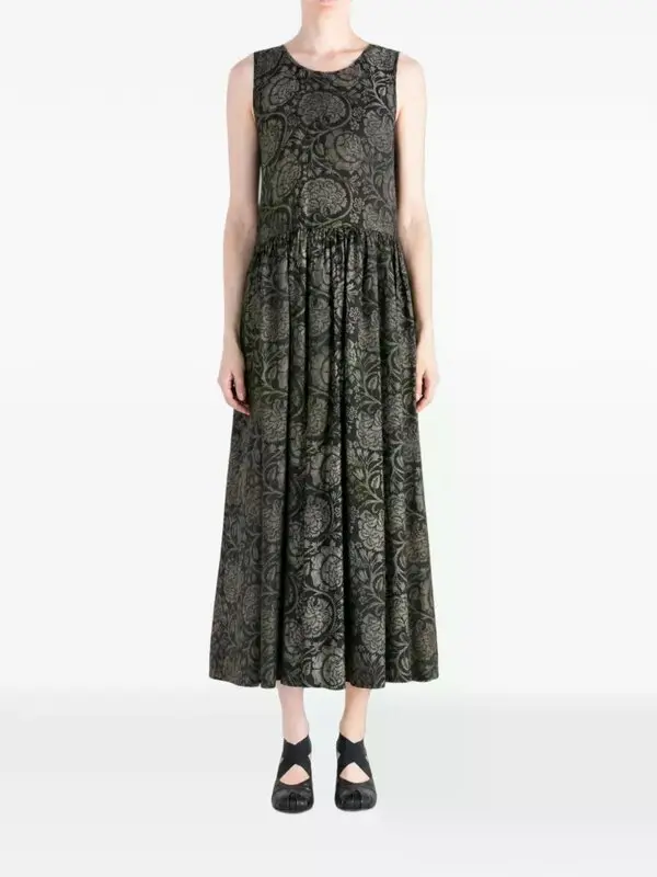UMA WANG Sleeveless Floral Jacquard Midi Dress