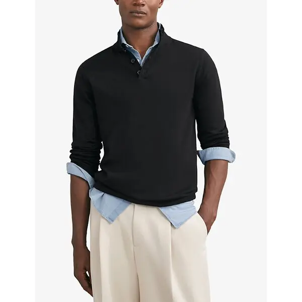 REISS Merino Wool Half-zip Funnel Neck Jumper