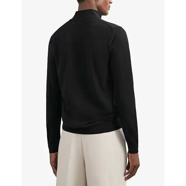 REISS Merino Wool Half-zip Funnel Neck Jumper