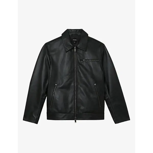 REISS Strader Zip-through Leather Jacket