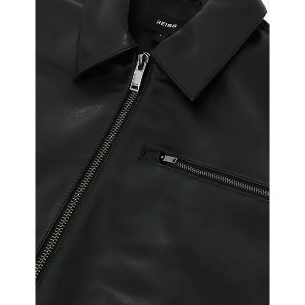 REISS Strader Zip-through Leather Jacket