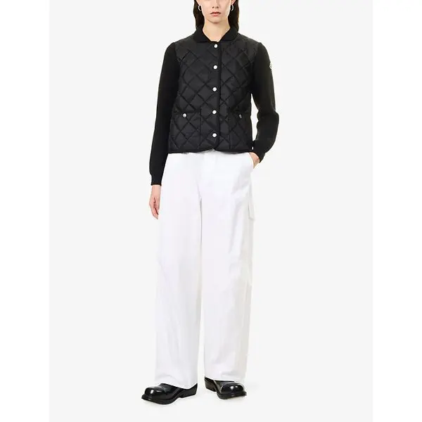 Moncler Peter-pan Collar Logo-patch Wool Cardigan