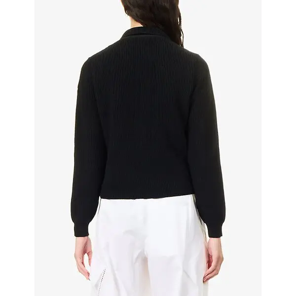 Moncler Peter-pan Collar Logo-patch Wool Cardigan