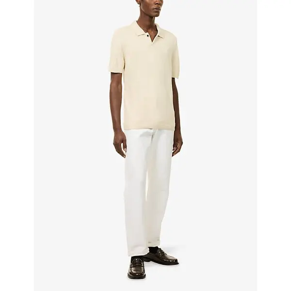NOBL Short-sleeve Ribbed Knit Polo Shirt