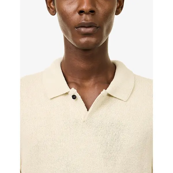 NOBL Short-sleeve Ribbed Knit Polo Shirt