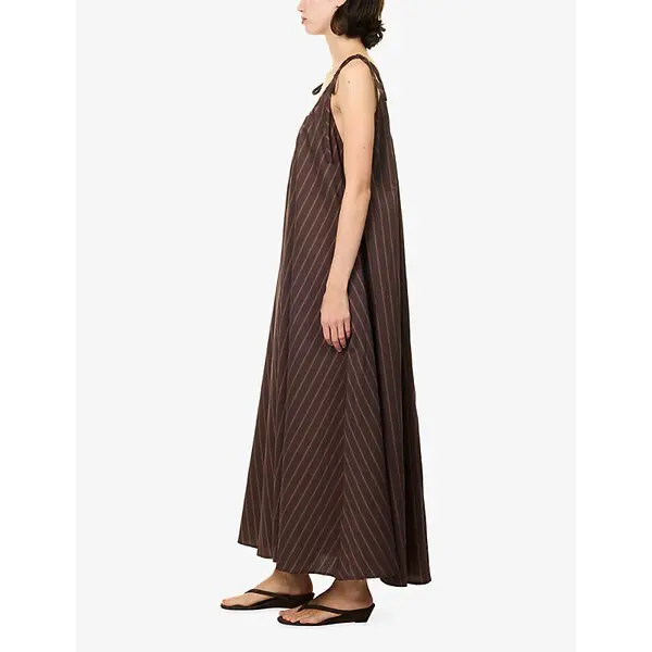 Dissh Fable Stripe Tie Cotton-blend Midi Dress