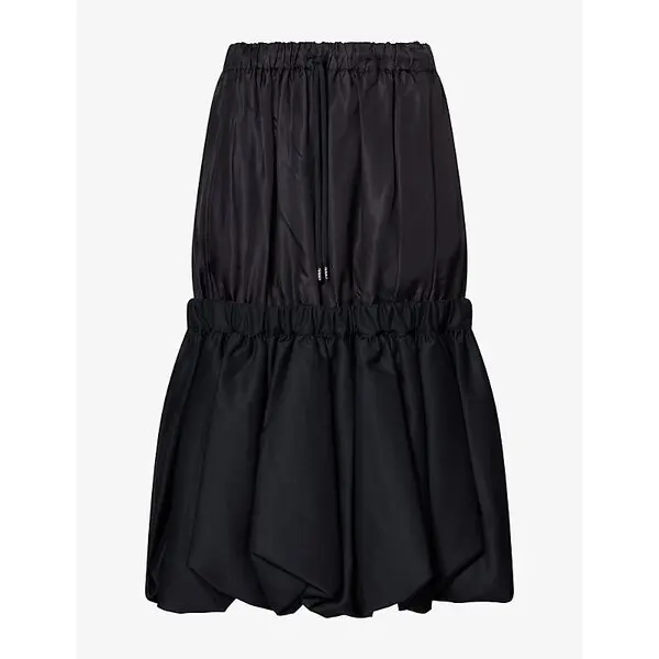 Noir Kei Ninomiya Tiered Balloon Woven Midi Skirt - Black