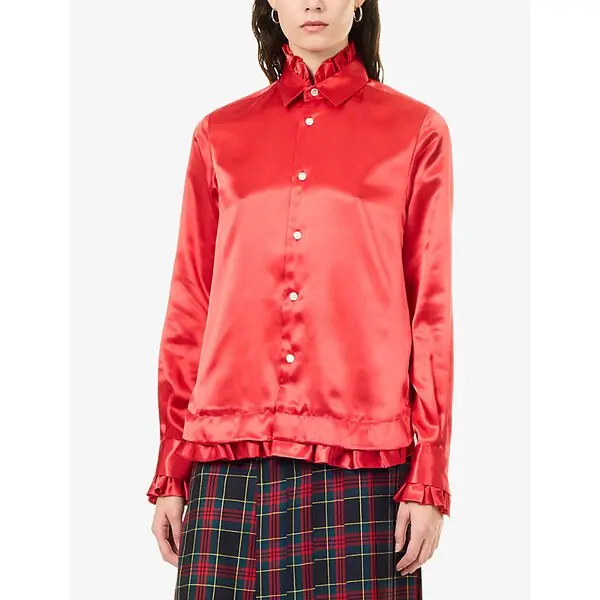 Noir Kei Ninomiya Relaxed-fit Ruffled Satin Shirt