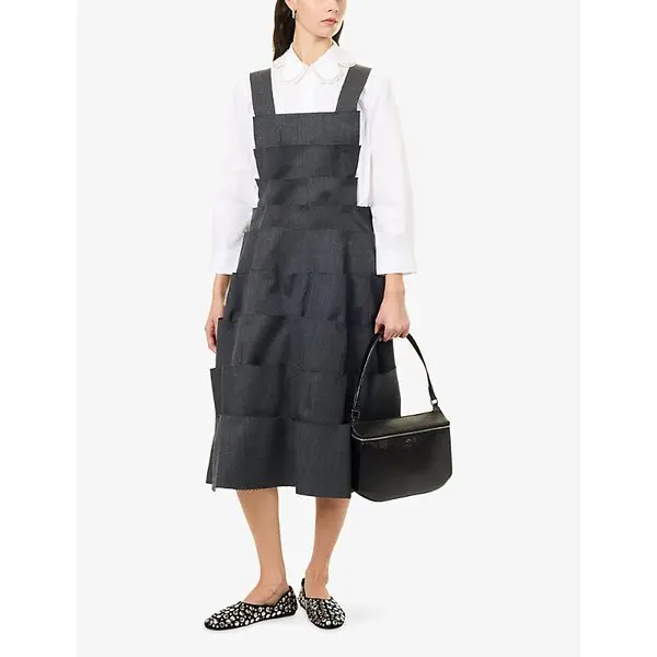 Comme Des Garçons Panelled Open-side Wool Midi Dress