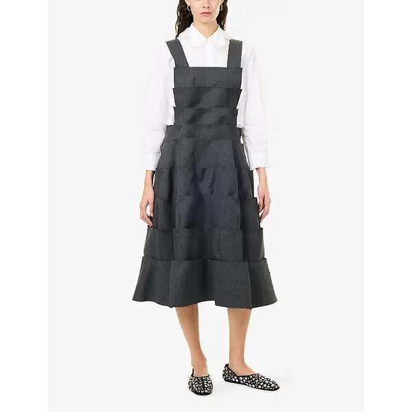 Comme Des Garçons Panelled Open-side Wool Midi Dress