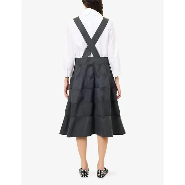 Comme Des Garçons Panelled Open-side Wool Midi Dress
