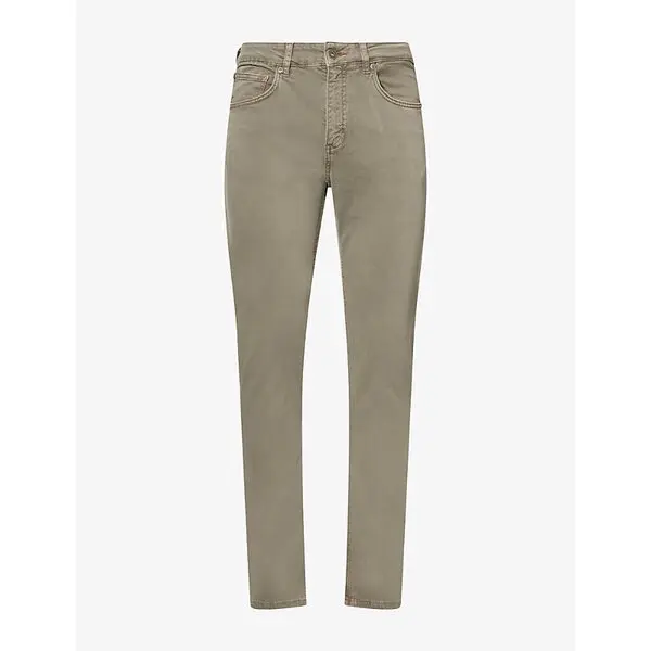 VINGT QUATRE Tapered Mid-rise Cotton Trousers - Moss