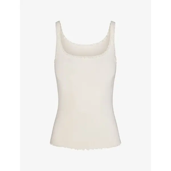 SKIMS Logo Pointelle Cotton-jersey Cami Top - Ivory