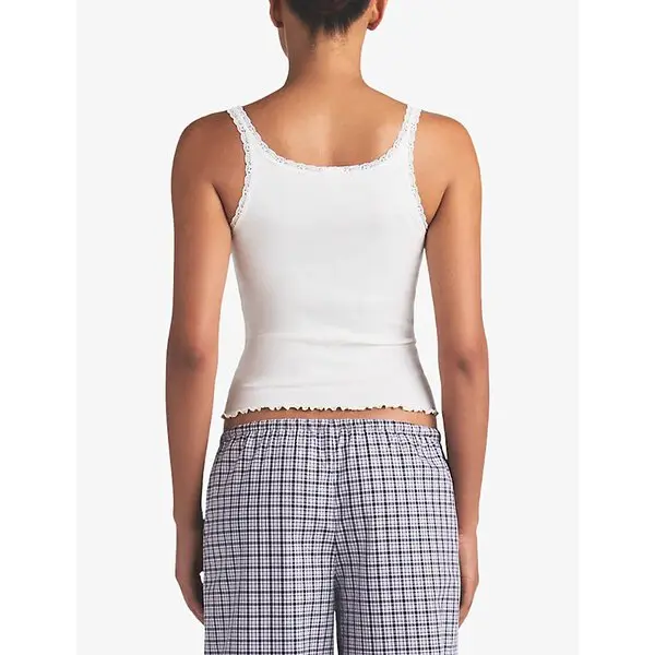 SKIMS Logo Pointelle Cotton-jersey Cami Top - Ivory