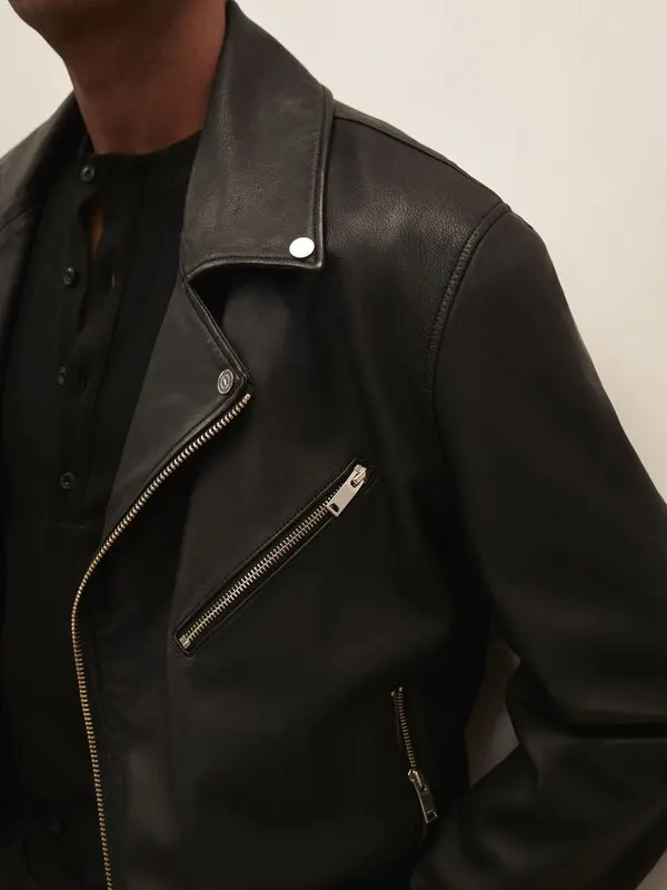 REISS Royal Ballet Leather Biker Jacket