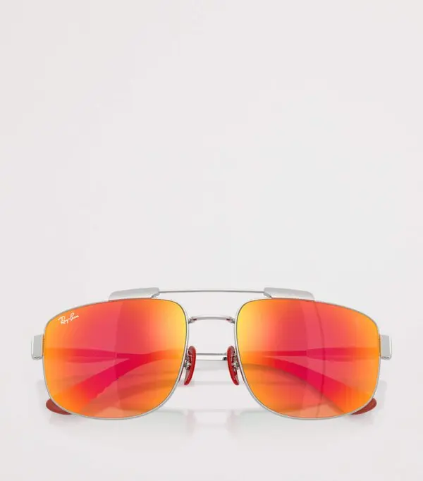 Ray-ban Scuderia Ferrari Collection Square Frame Sunglasses - Silver