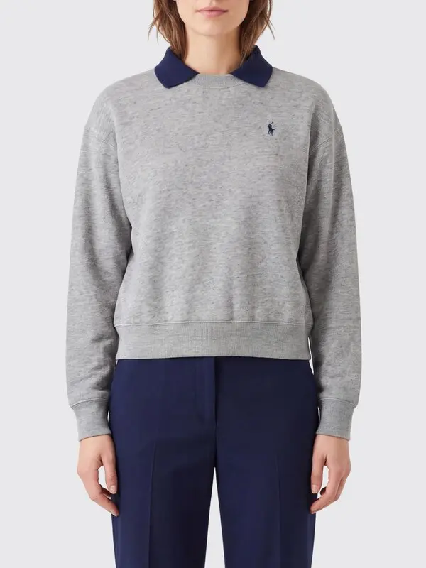 Polo Ralph Lauren Long-sleeved Cotton Blend Polo Shirt With Pony Logo - Grey