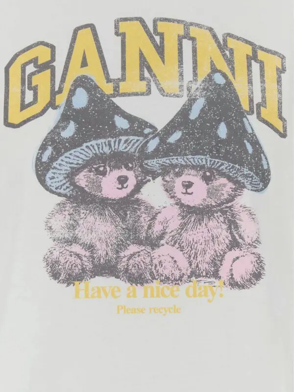 GANNI Organic Cotton Teddy Bear Print T-shirt - White