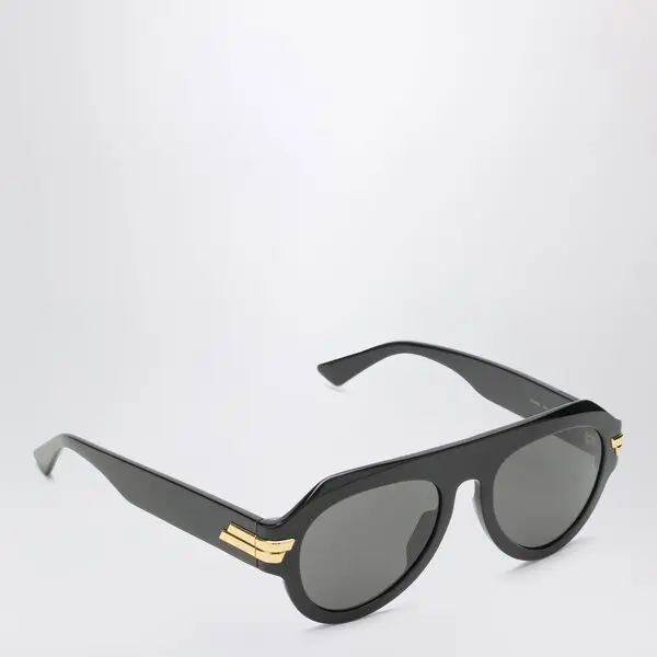Bottega Veneta Black Aviator Sunglasses In Acetate