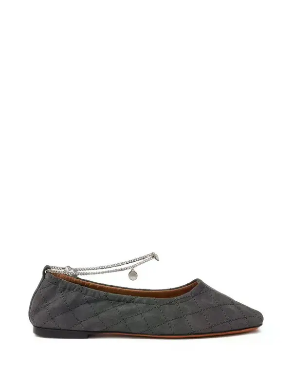 Stella McCartney Quilted Ankle-chain Ballerina Flats - Grey
