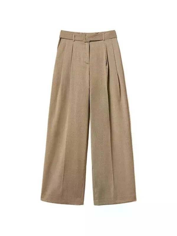 TWINSET Belted Pleated Trousers - Neutrals