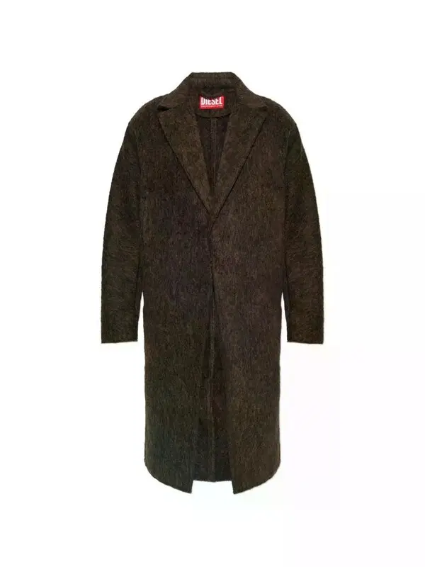 DIESEL® Brushed Wool Blend Mid-length Coat - Brown