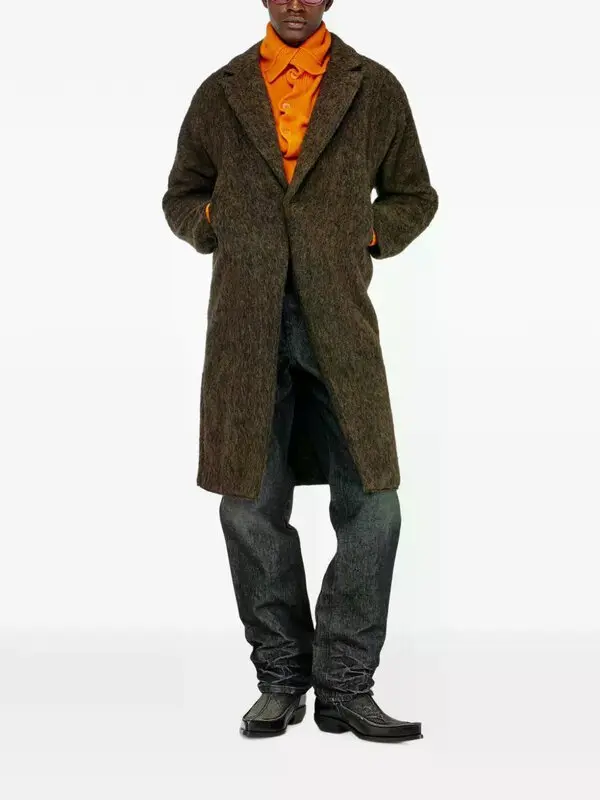 DIESEL® Brushed Wool Blend Mid-length Coat