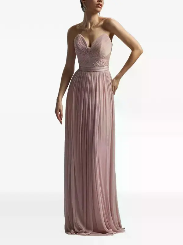 CRISTALLINI Pandora Ruched Strapless Maxi Dress