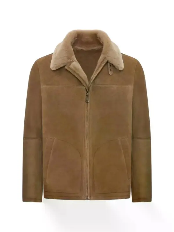 BIGARDINI Shearling-collar Suede Coat - Brown